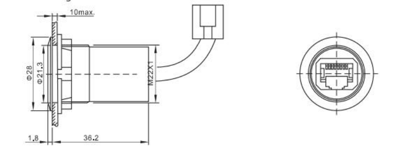 Factory Direct 22mm Aluminium USB2.0 RJ45 Connector Socket With Cable